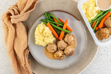 12. Chicken meatballs, creamy mustard sauce