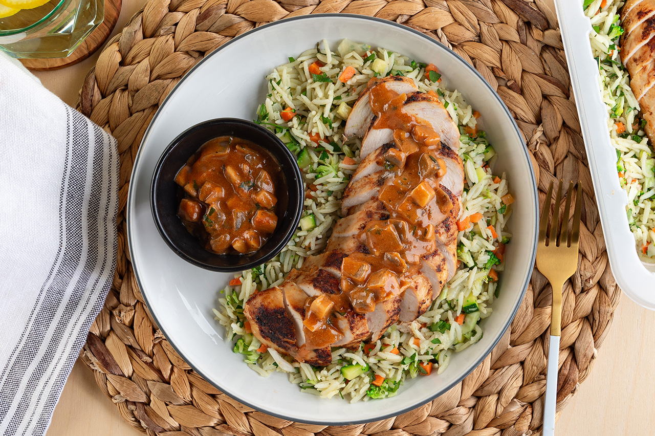 Roasted chicken breast, creamy forestière mushroom sauce | WeCook