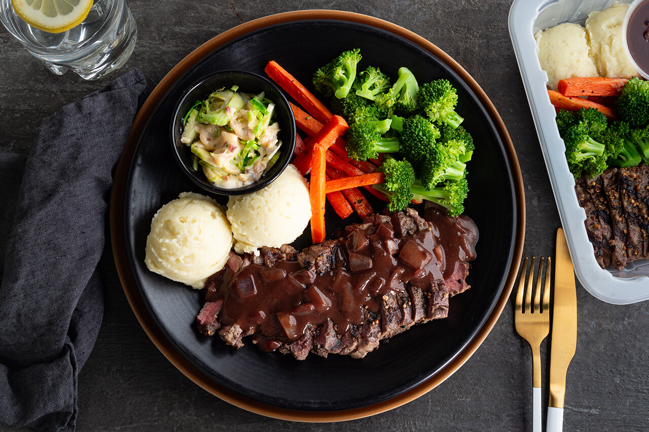 Grilled beef steak with Bordelaise sauce