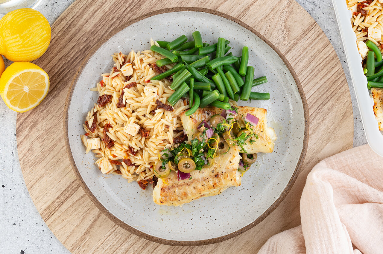 Morue rôtie citron et olives