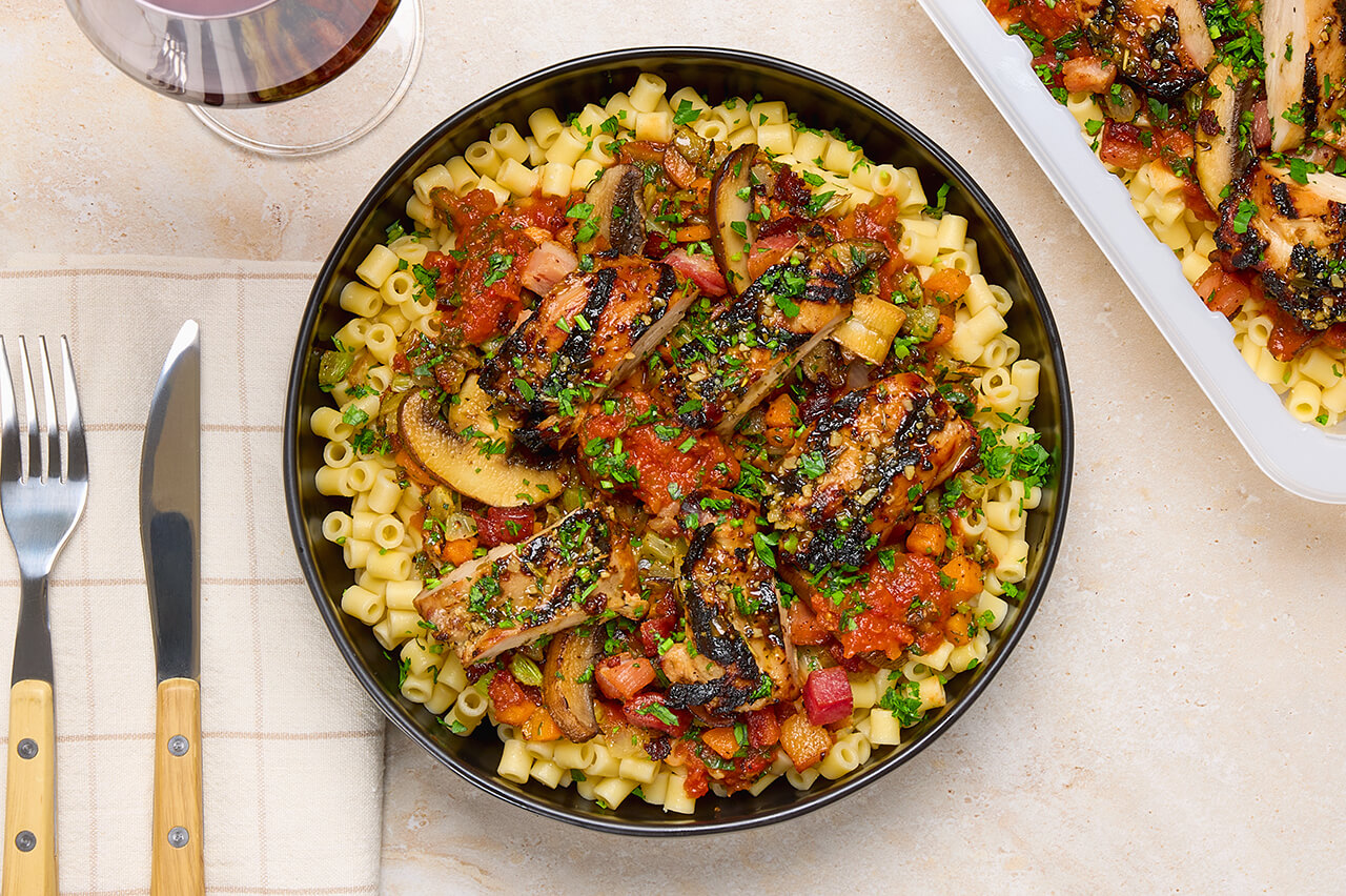 Grilled chicken cacciatore