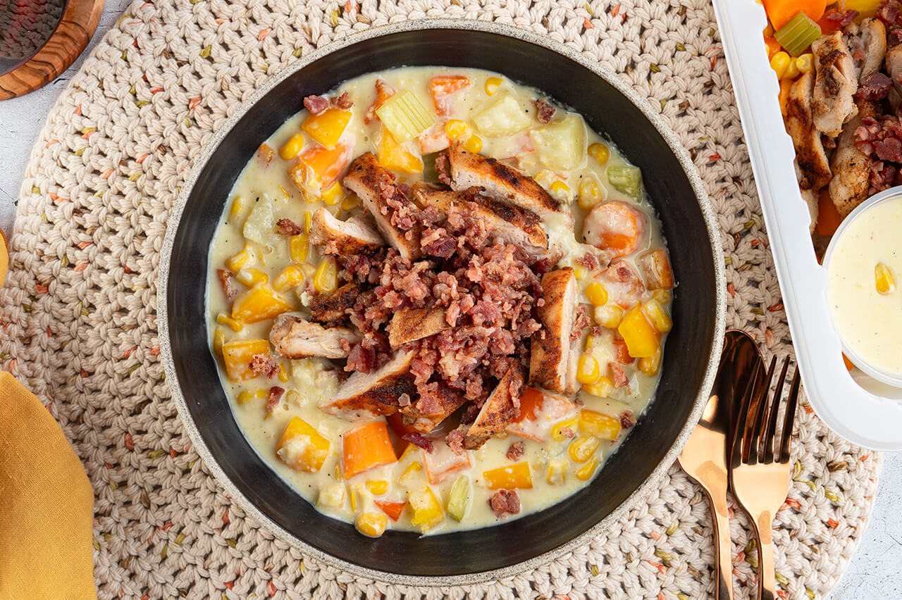 Grilled chicken chowder bowl
