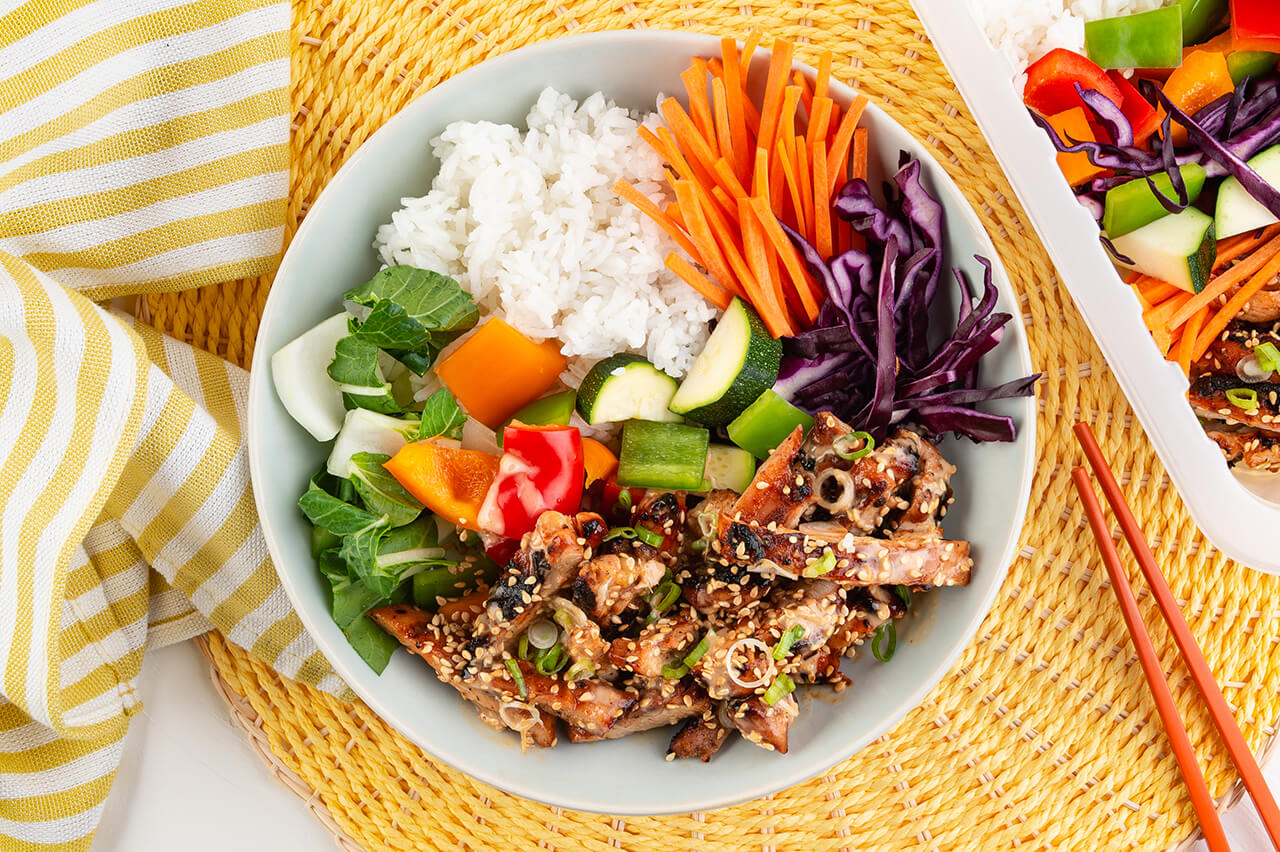 Sesame grilled chicken banh mi bowl